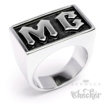 MC Motorradclub-Ring silber gold aus massivem Edelstahl Bikerschmuck ...